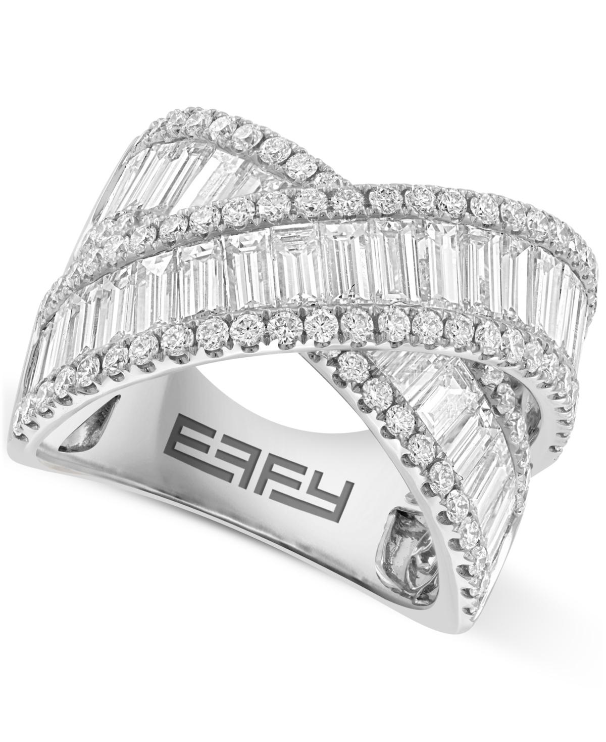 Effy Effy Lab Grown Diamond Baguette & Round Crossover Statement Ring ...