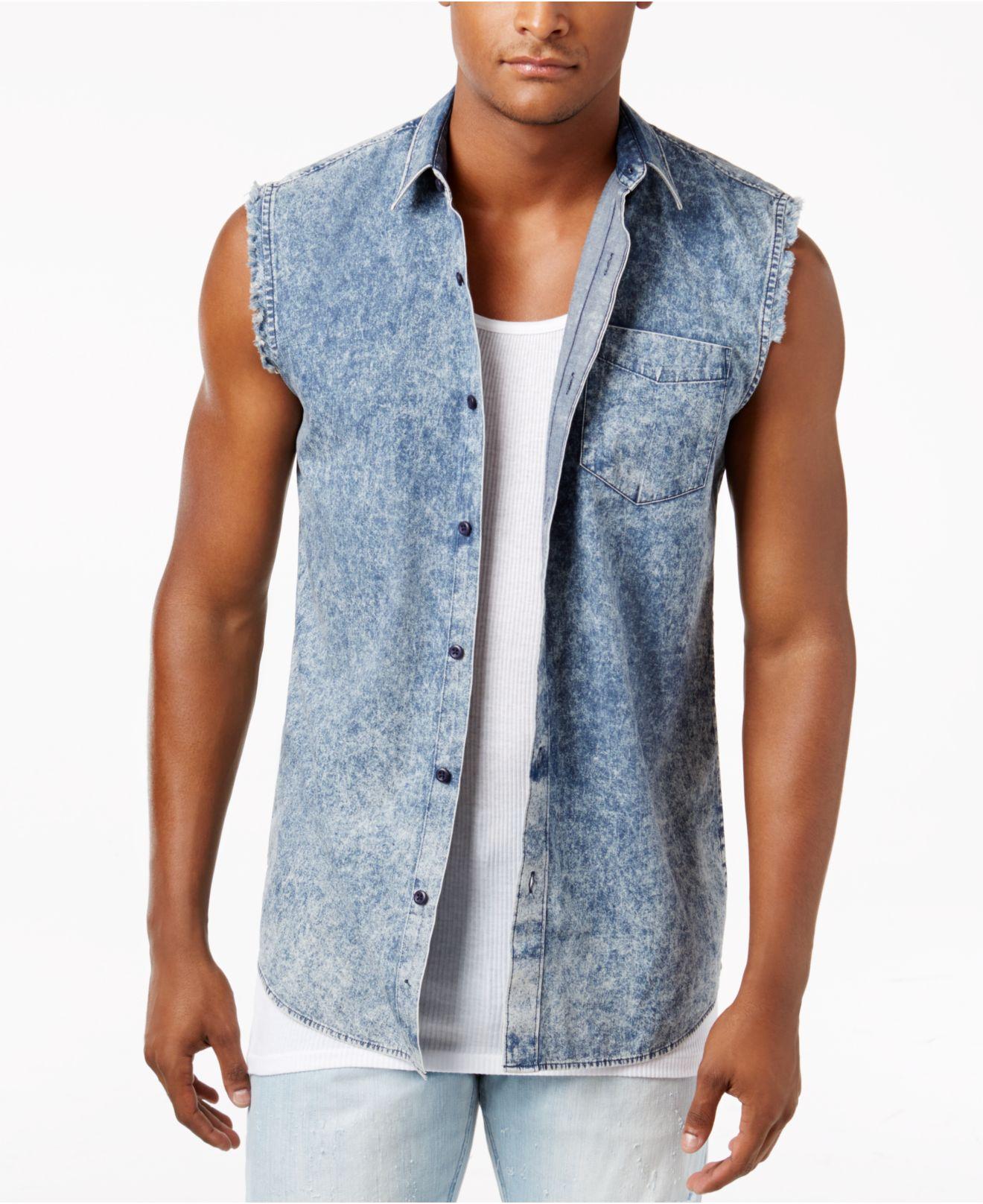 Lyst - American Rag Men's Denim Sleeveless Shirt in Blue for Men