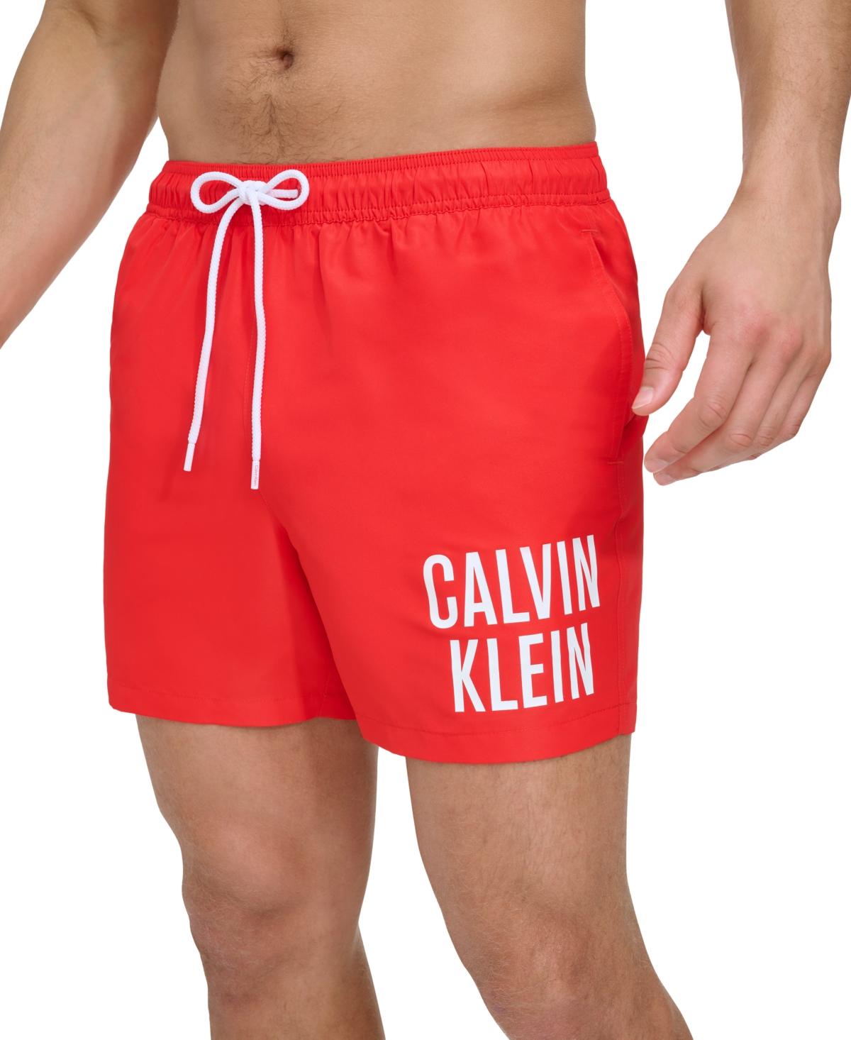 Calvin Klein Intense Power Modern Euro 5 Swim Trunks In Red For Men Lyst