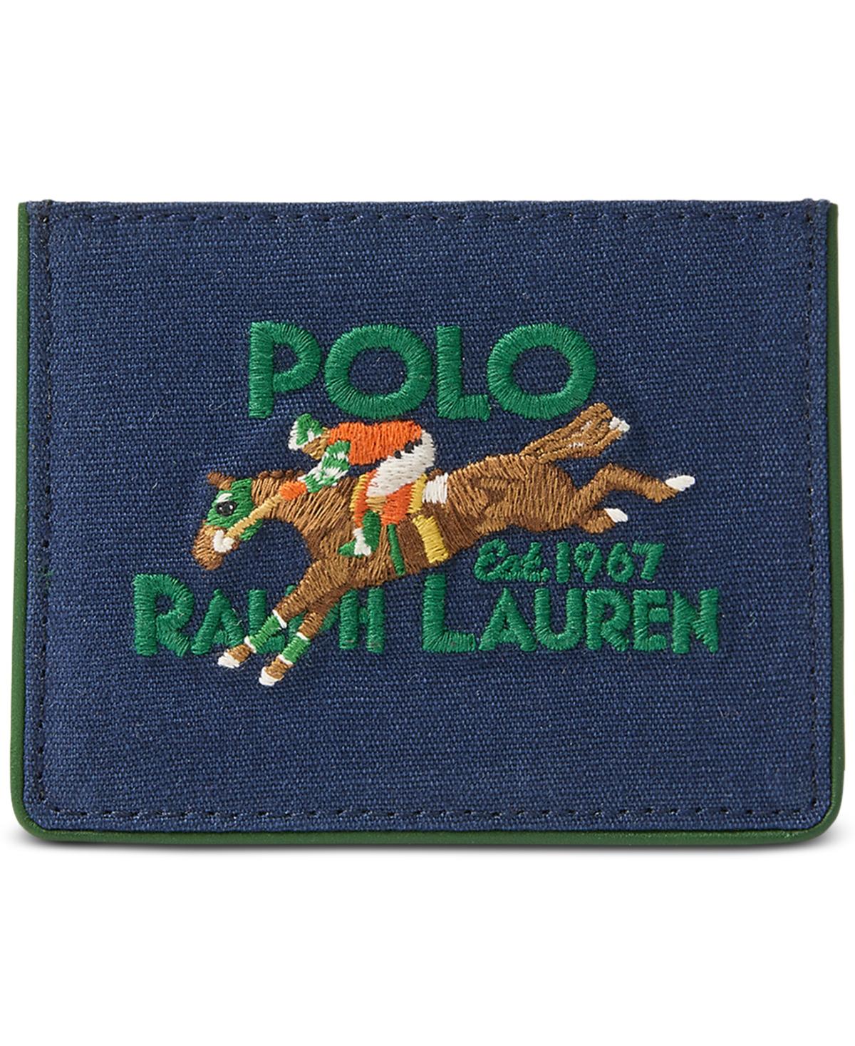 Polo Ralph Lauren Equestrian Canvas & Leather Card Case in Blue for Men ...