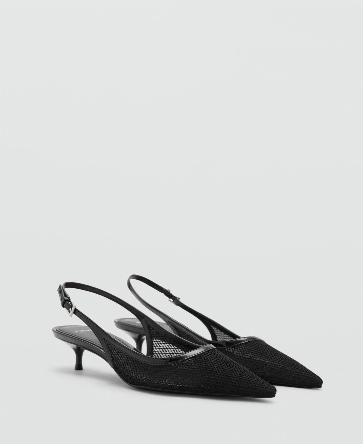 Mango Heeled Mesh Shoes in Black | Lyst