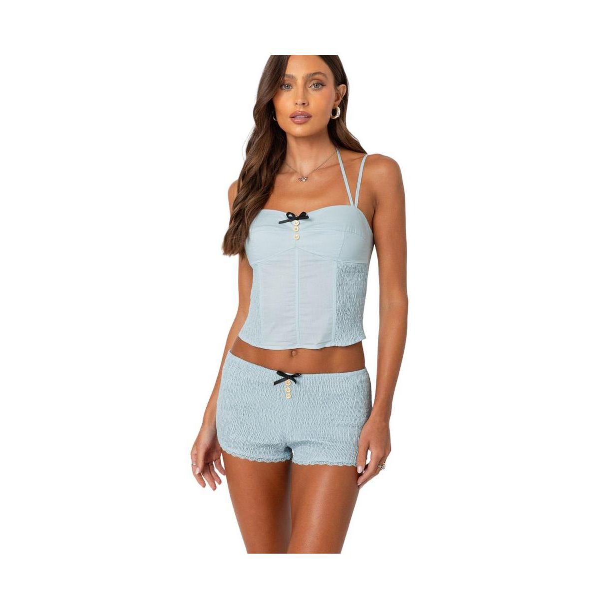 Edikted Saffron Side Scrunched Corset in Blue | Lyst