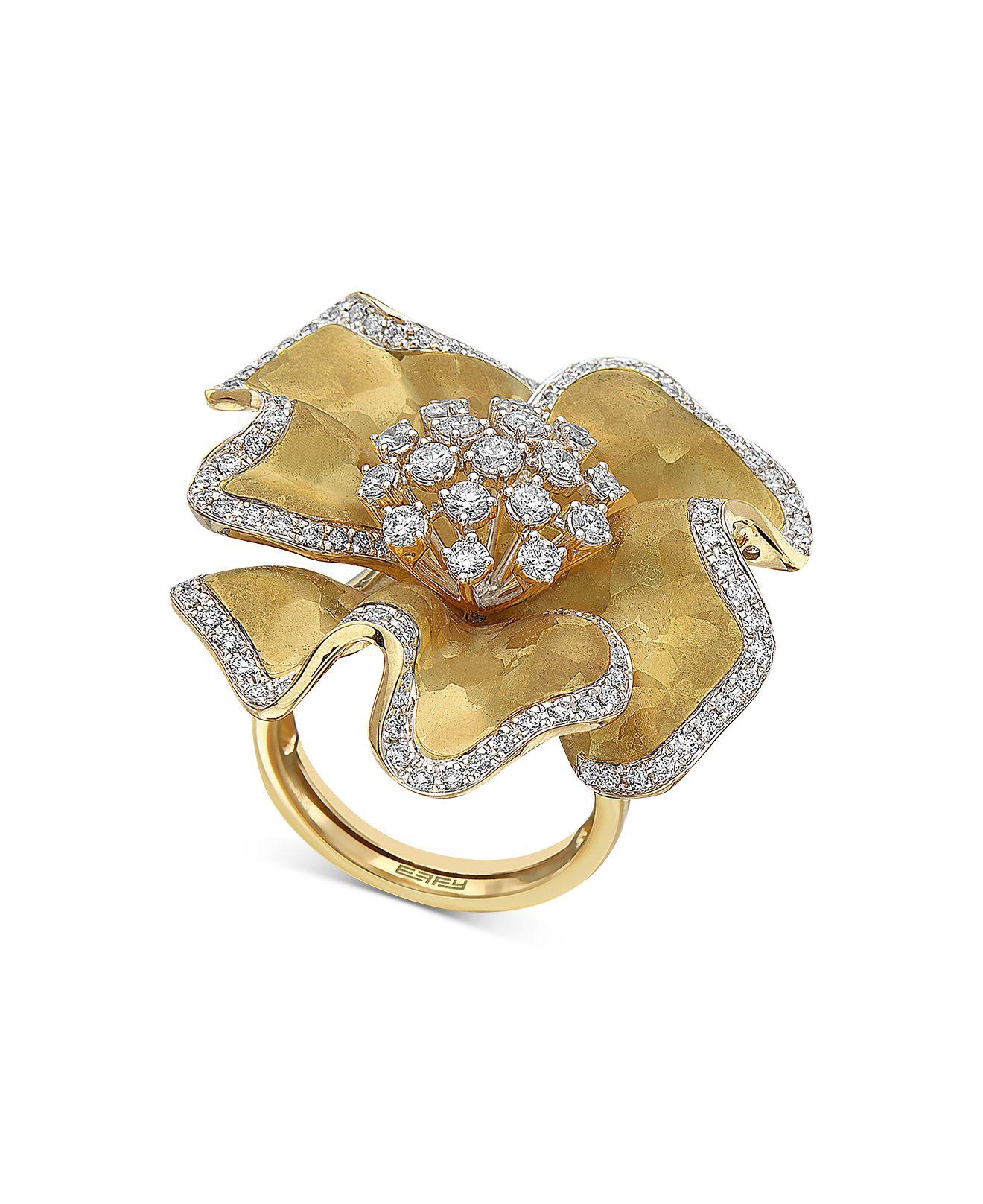 Effy Collection Effy® Diamond Flower Statement Ring (1-3/8 Ct. T.w.) In ... Effy Collection Effy® Diamond Flower Statement Ring (1-3/8 Ct. T.w.) In ...