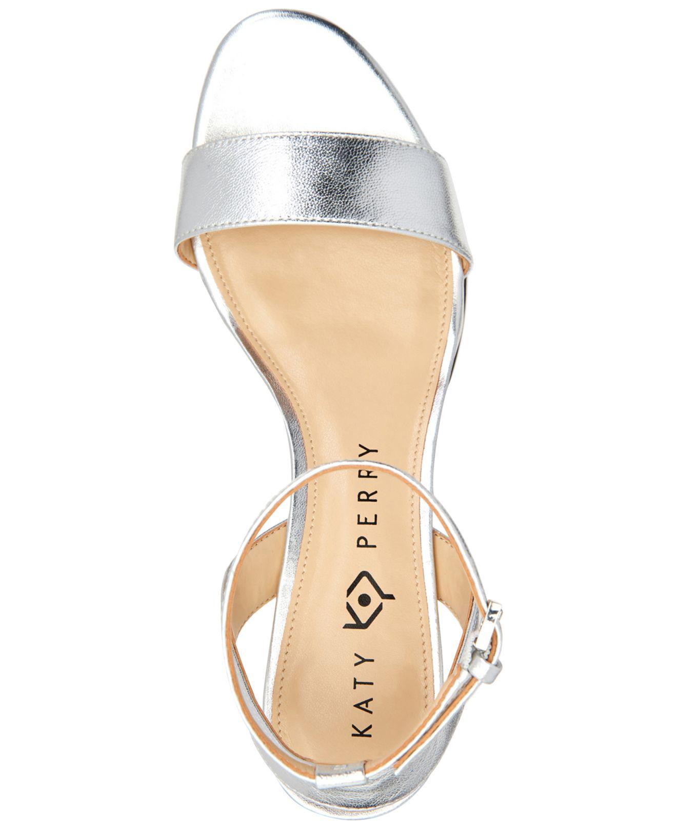 Katy Perry Leather Adventure Dress Sandals in Silver (Metallic) - Lyst
