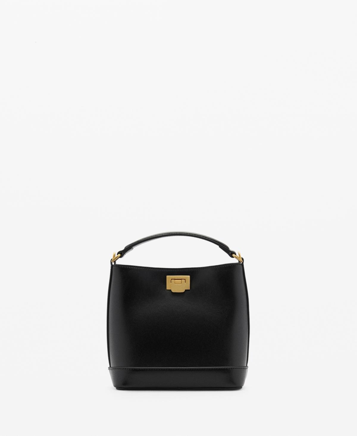 Mango Rear Padlock Mini-shopper Bag in Black | Lyst
