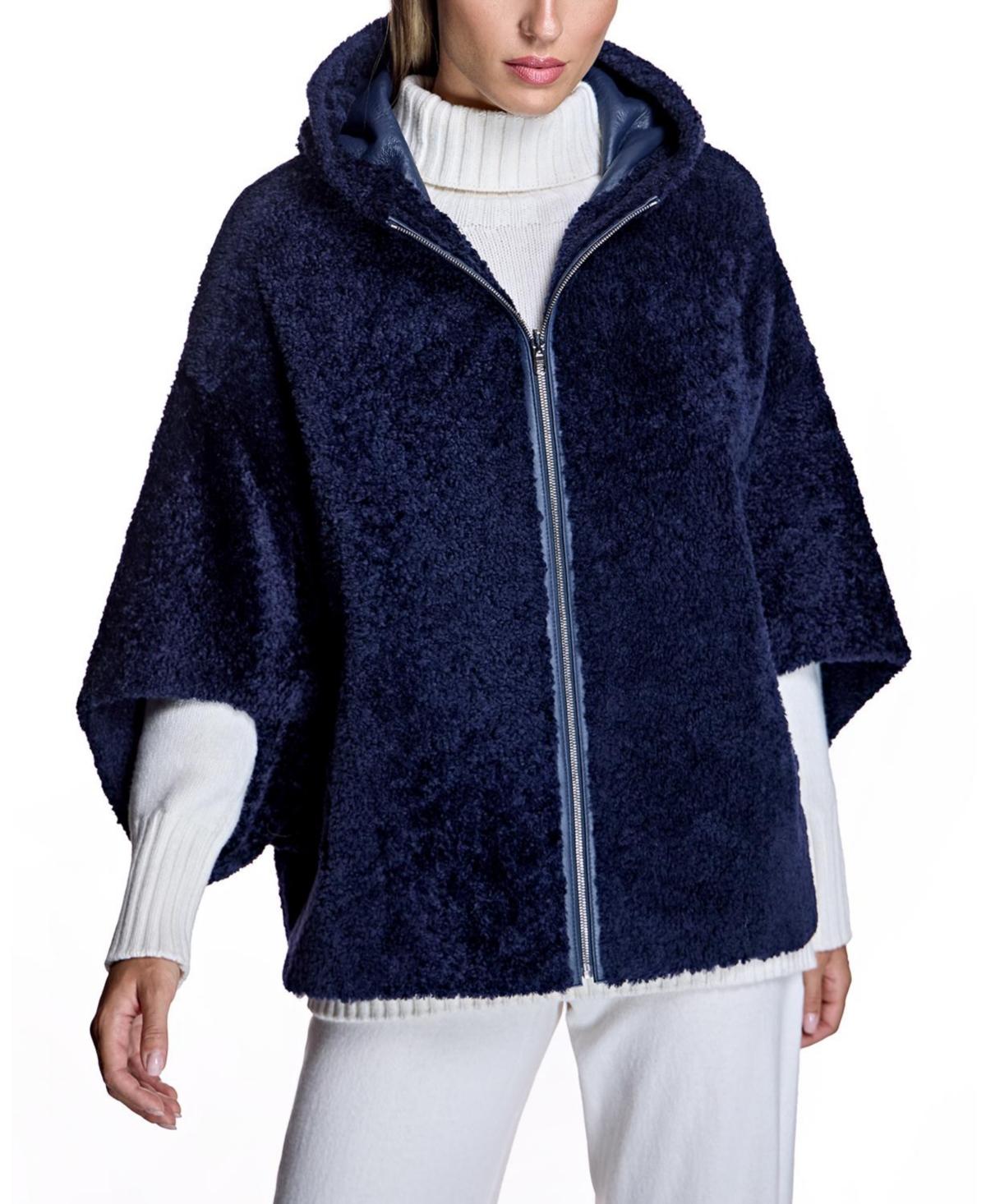 Julia & Stella By Maximilian Shearling Cape in Blue | Lyst