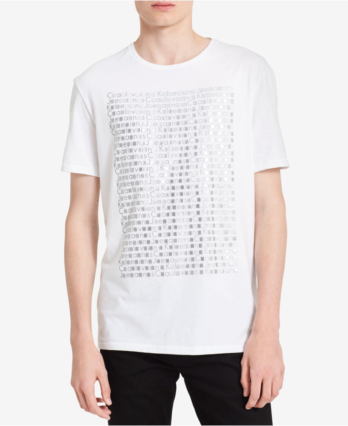 Calvin Klein Denim Mens Graphic Print T Shirt In White For Men Lyst