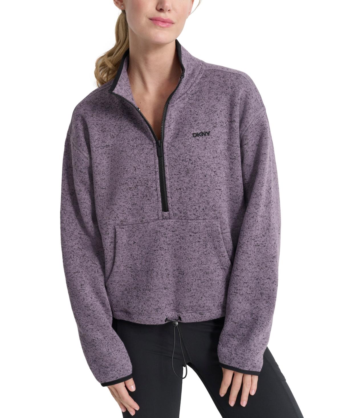 DKNY Fleece Half-zip Bungee-hem Sweater in Purple | Lyst