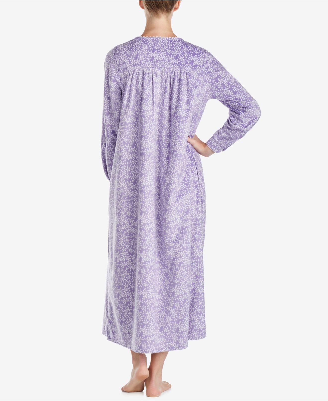 Lanz of Salzburg Ballet Lace-trim Fleece Nightgown in Purple - Lyst