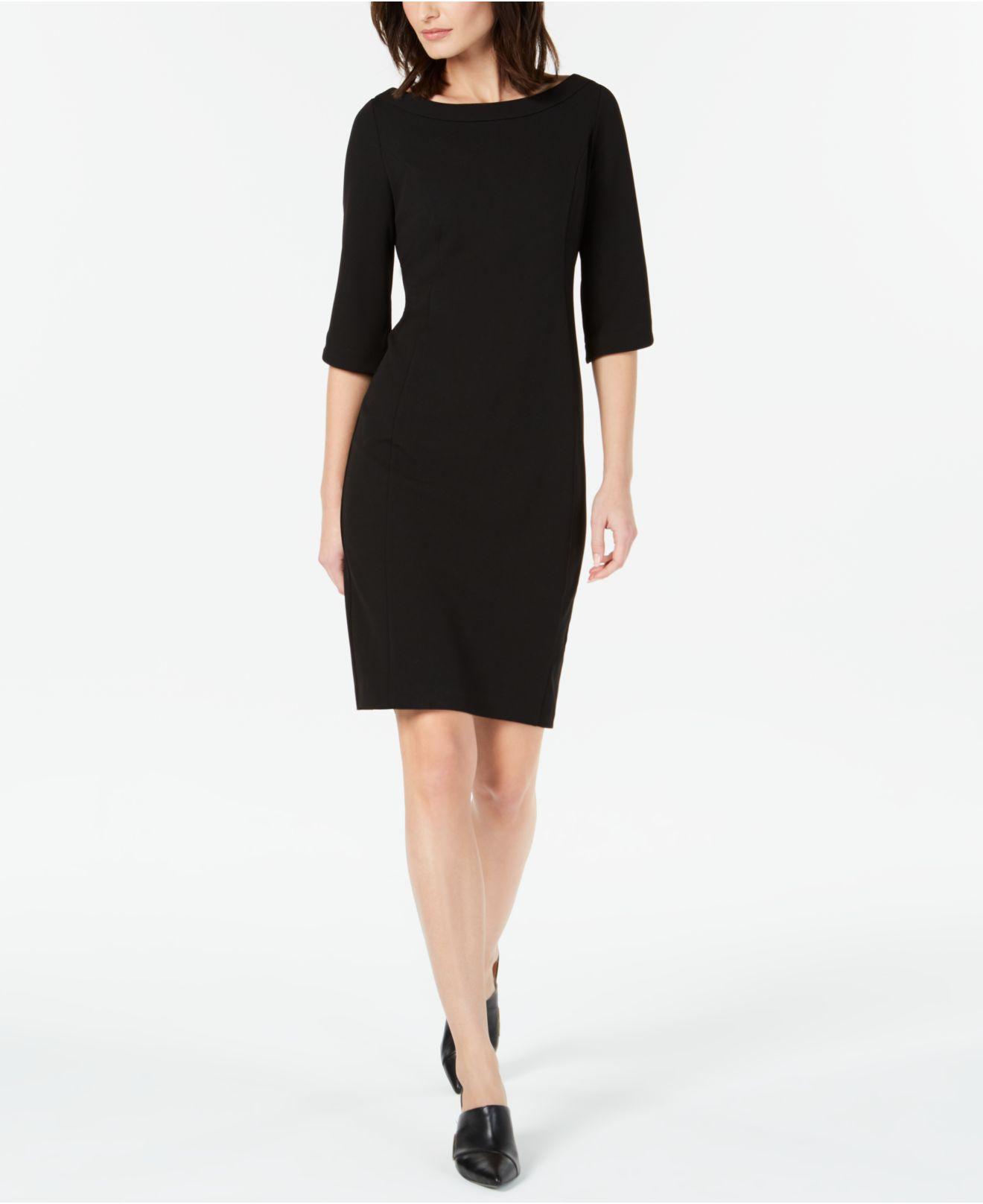 Calvin Klein Synthetic Tulip Sleeve Sheath Dress In Black Lyst
