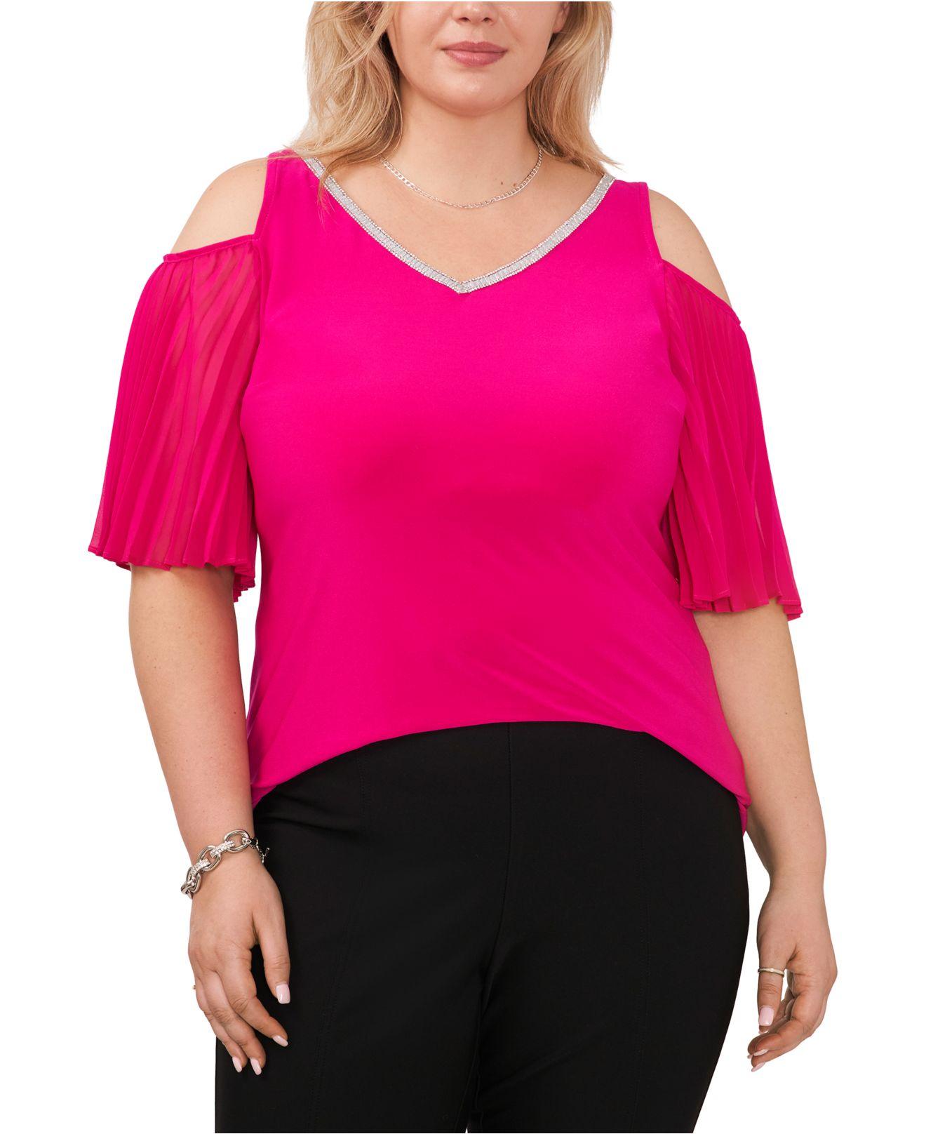 Msk Synthetic Plus Size Embellished Cold Shoulder Top In Pink Lyst
