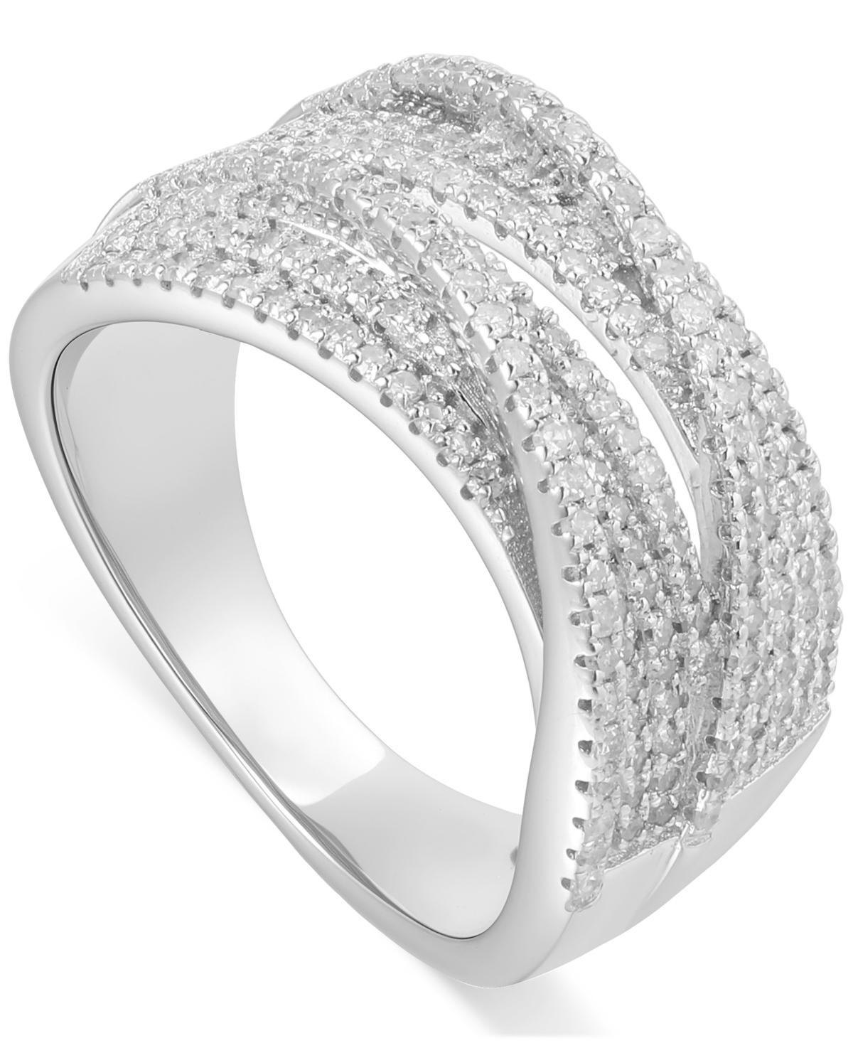 Macy's Diamond Multirow Crossover Statement Ring (3/4 Ct. T.w. in White ...