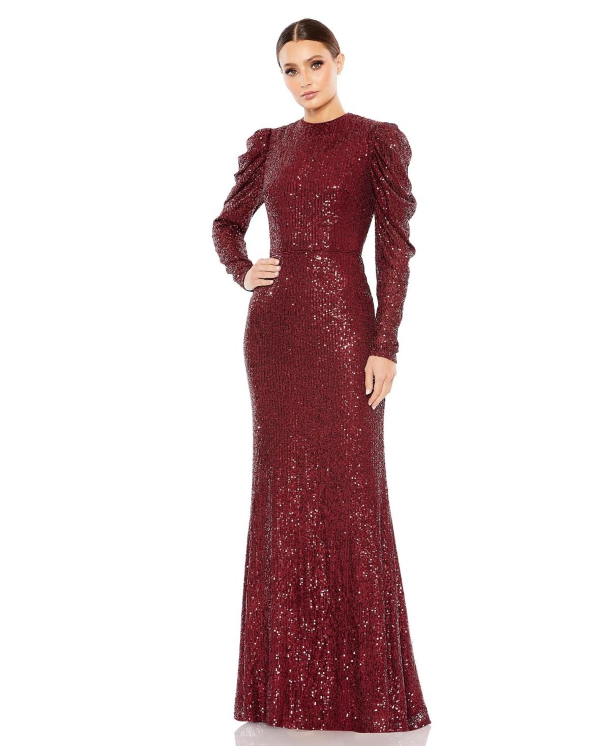 Mac Duggal Sequined High Neck Puff Long Sleeve Column Gown in Red | Lyst Mac Duggal Sequined High Neck Puff Long Sleeve Column Gown in Red | Lyst