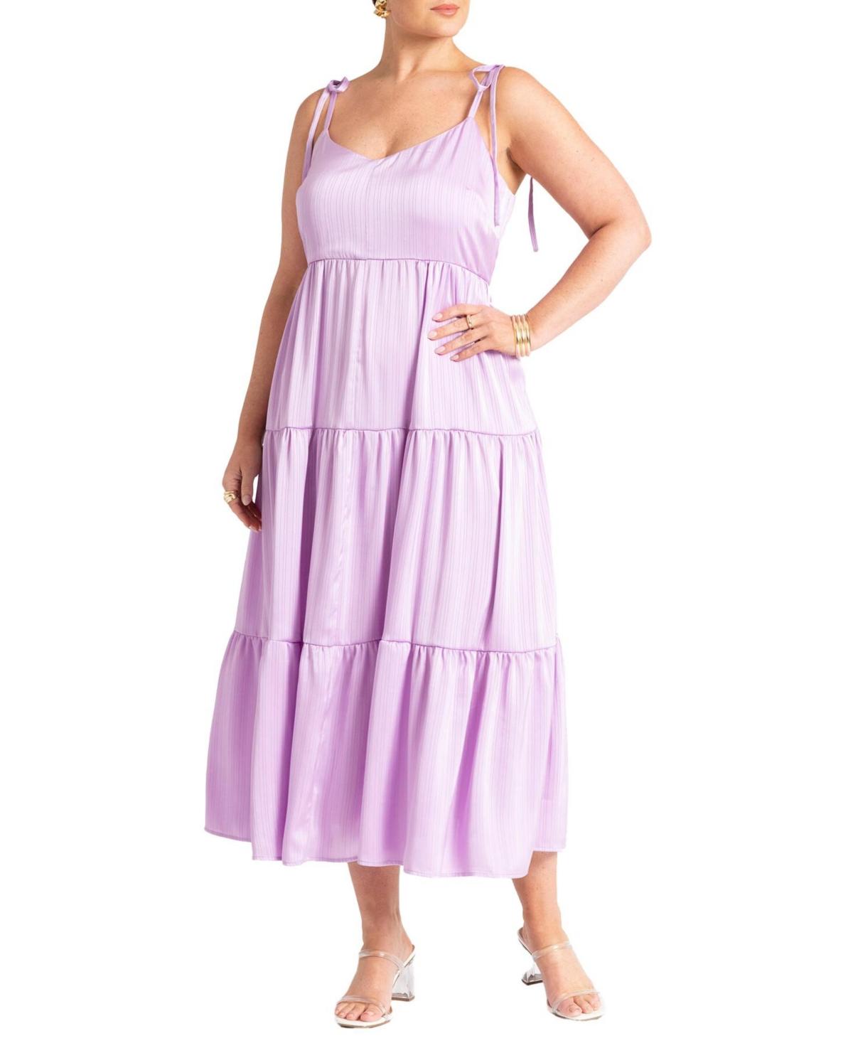 Eloquii Plus Size Tiered Satin Maxi Dress in Purple | Lyst