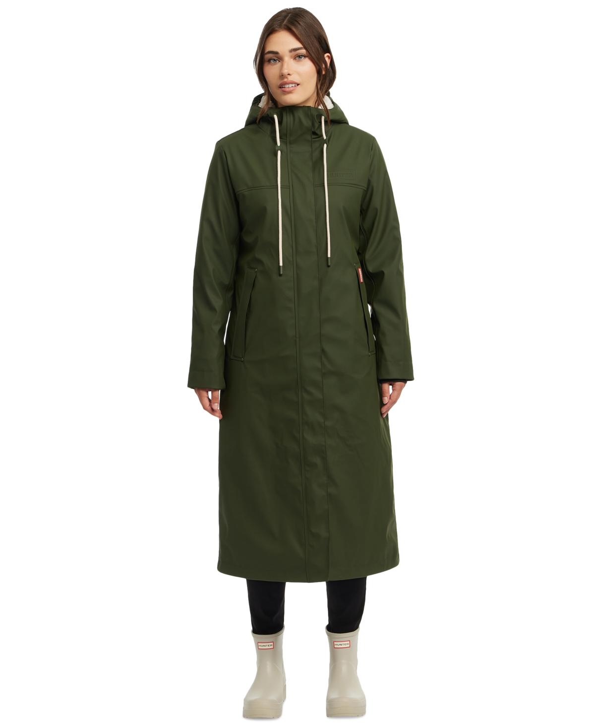 HUNTER Longline Padded Rubberized Coat in Green | Lyst