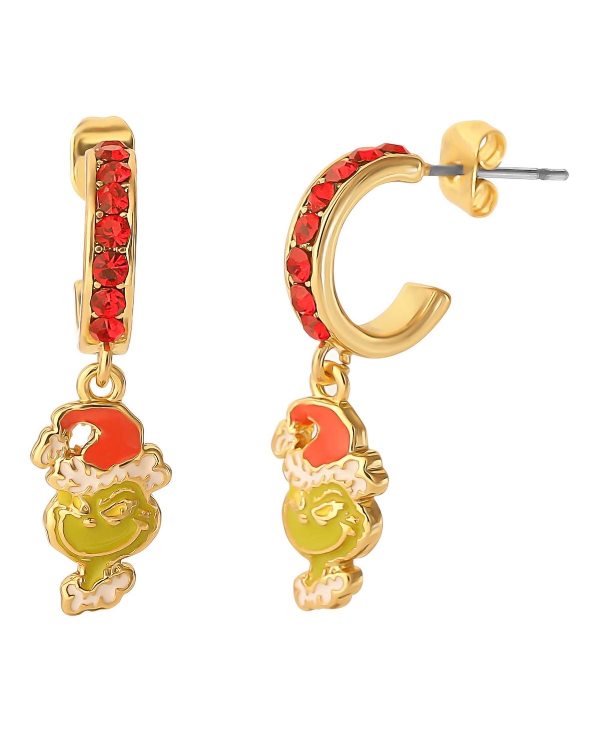 Dr. Seuss Dr Seuss Grinch Crystal Charm Hoop Earrings in Metallic | Lyst