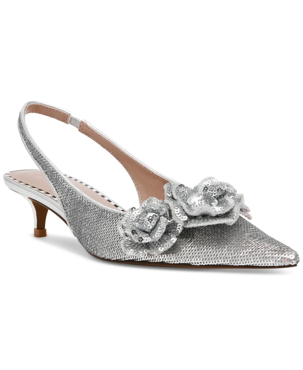 Betsey Johnson Aurroa Embellished Slingback Pumps in White | Lyst