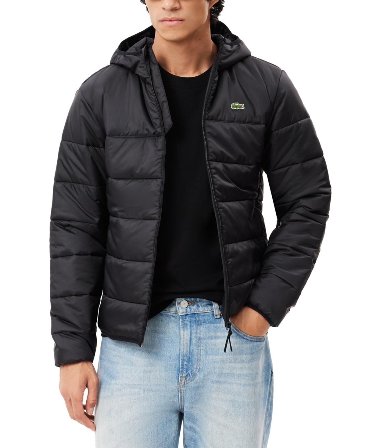 Lacoste Water Repellent Full Zip Puffer Jacket in Black for Men | Lyst