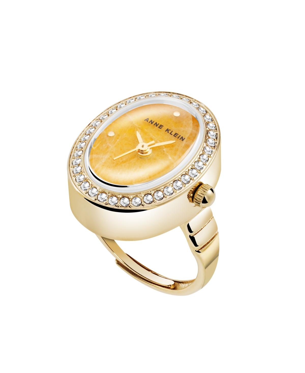 Anne Klein Quartz Yellow Mother Of Pearl And Gold-tone Alloy Metal Ring ...