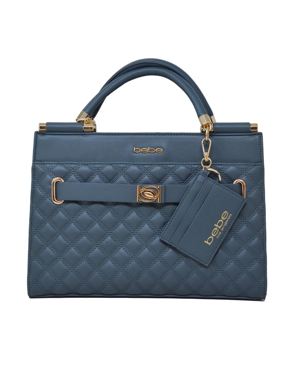 Bebe Alex Quilted Satchel Bag in Blue | Lyst