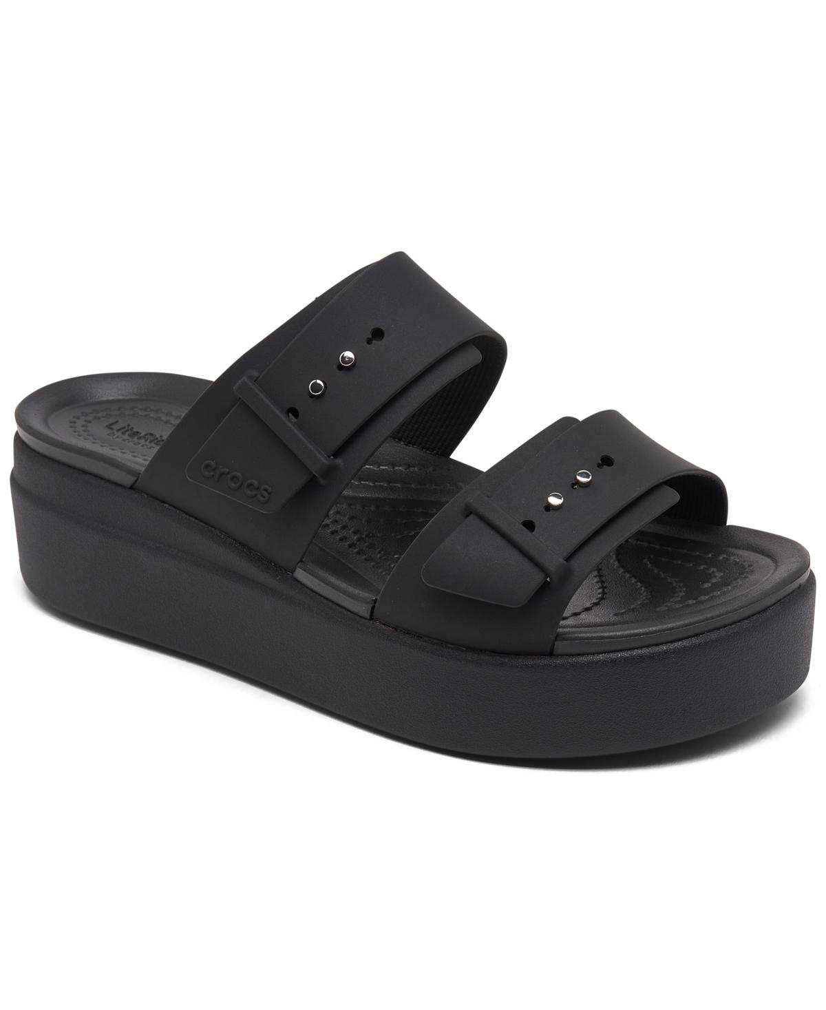 Crocs™ Brooklyn Low Wedge Sandals From Finish Line in Black | Lyst