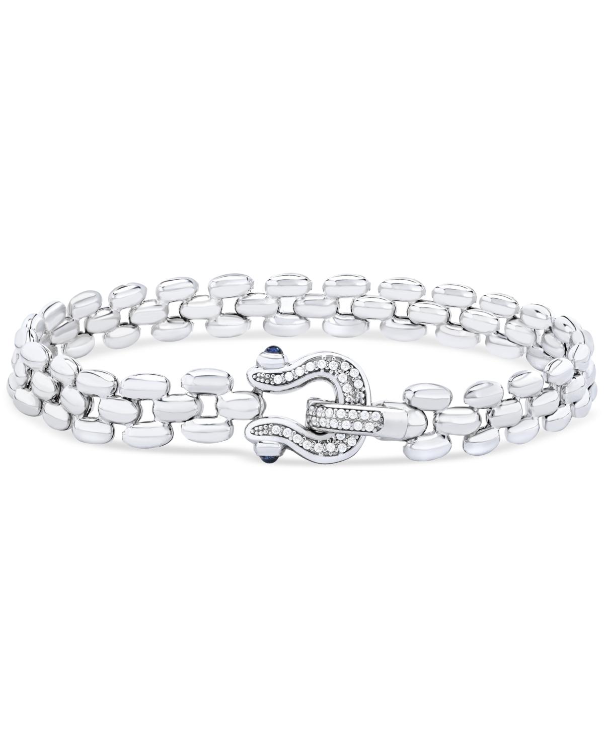 Macy's Diamond Horseshoe Clasp Panther Link Chain Bracelet (1/5 Ct. T.w ...