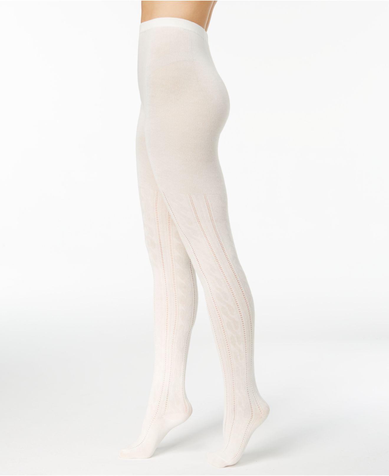 Hue Womens Cable Knit Sweater Tights In White Lyst