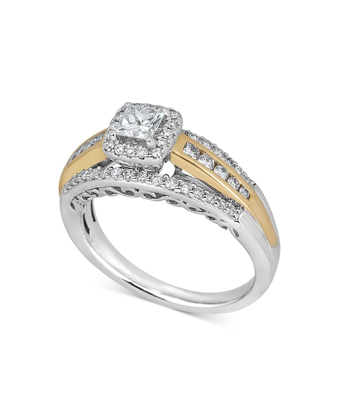 Lyst - Macy's Diamond Engagement Ring (3/4 Ct. T.w.) In 14k Gold & 14k ...