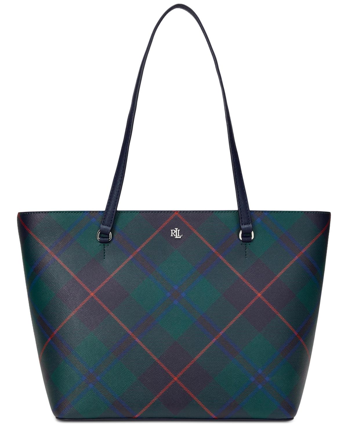 Ralph Lauren Plaid Medium Karly Tote Bag in Blue | Lyst