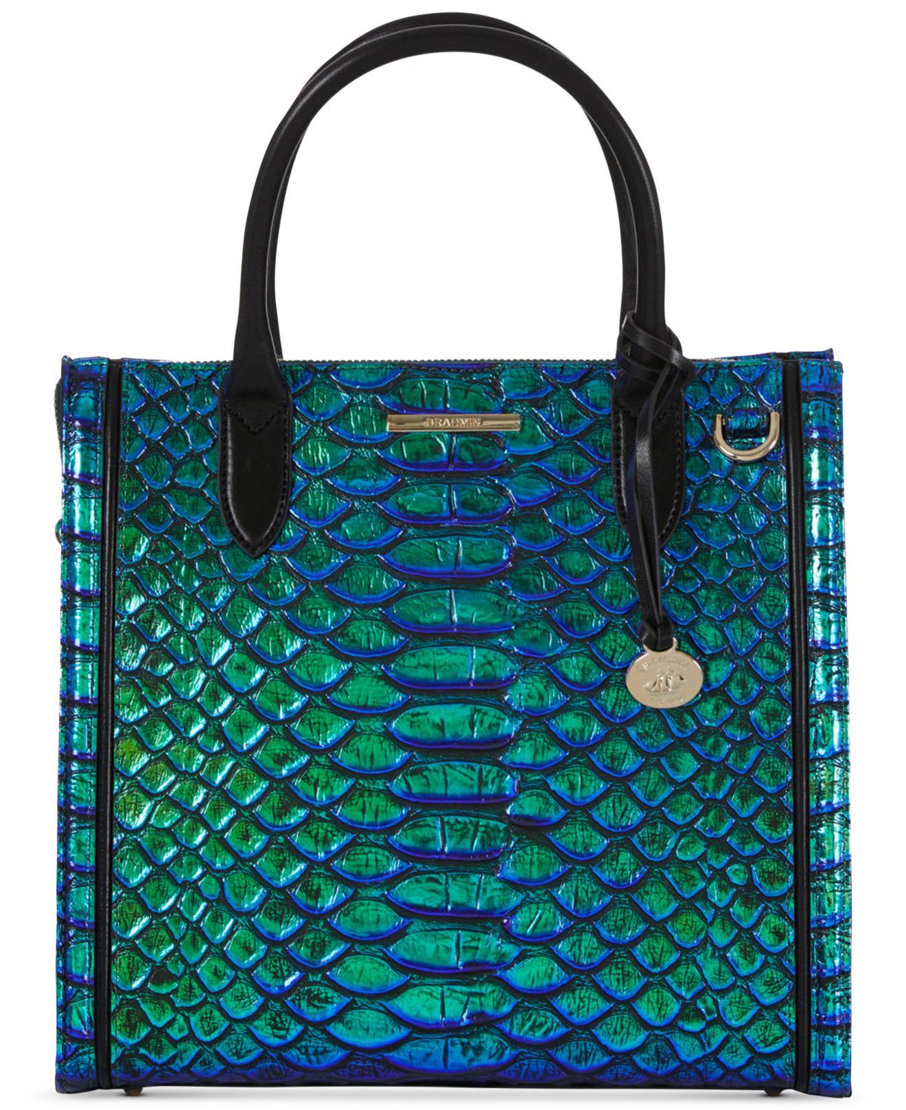 Brahmin Caroline Emerald Lulia Leather Satchel in Blue | Lyst