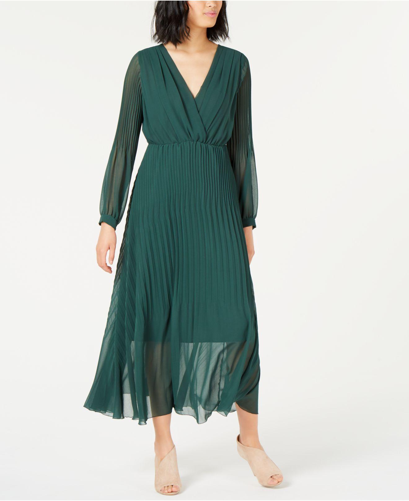 Marella Synthetic Pleated Belted Maxi Dress in Green - Lyst
