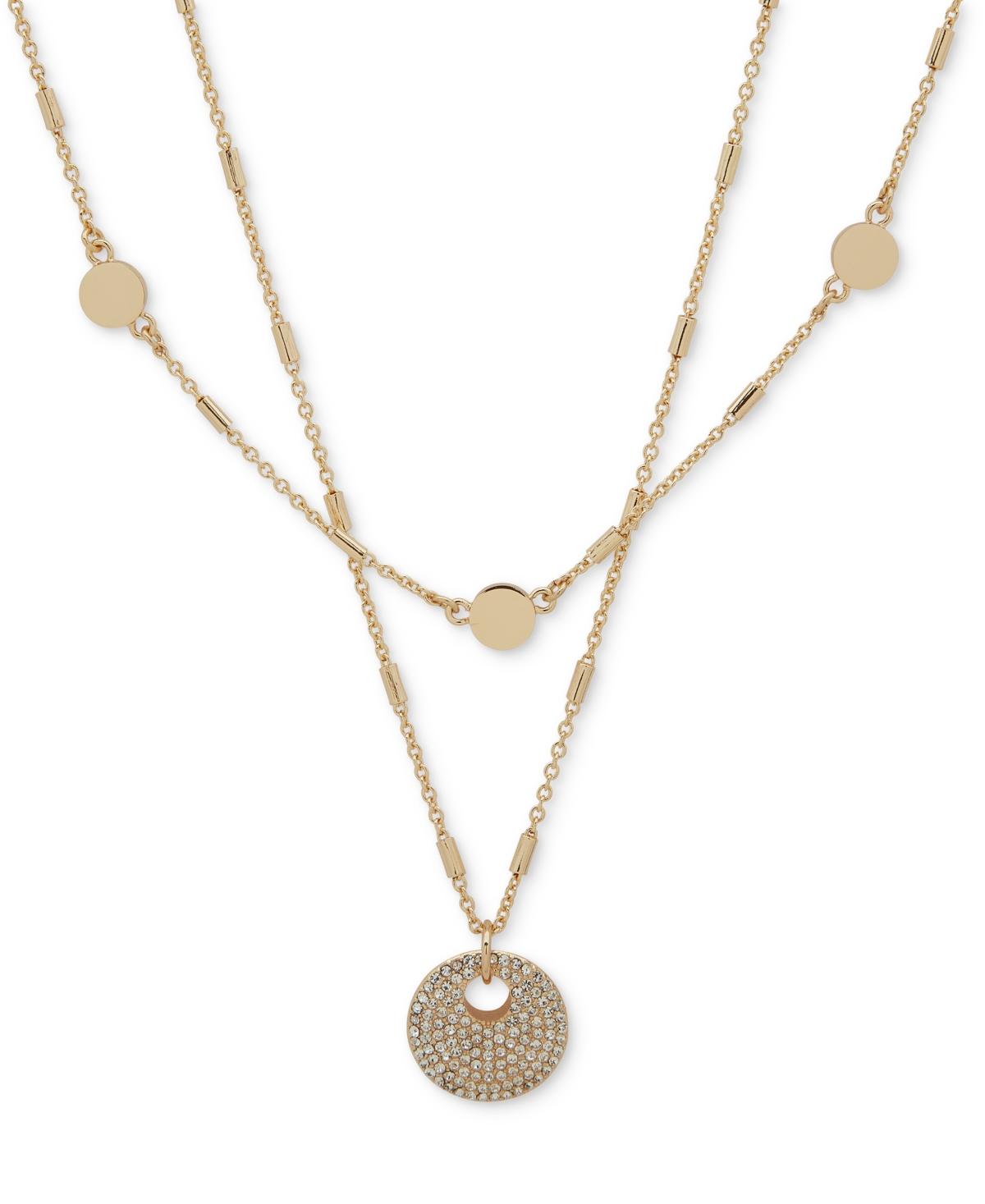 DKNY Gold-tone Pave Disc Layered Pendant Necklace in Metallic | Lyst