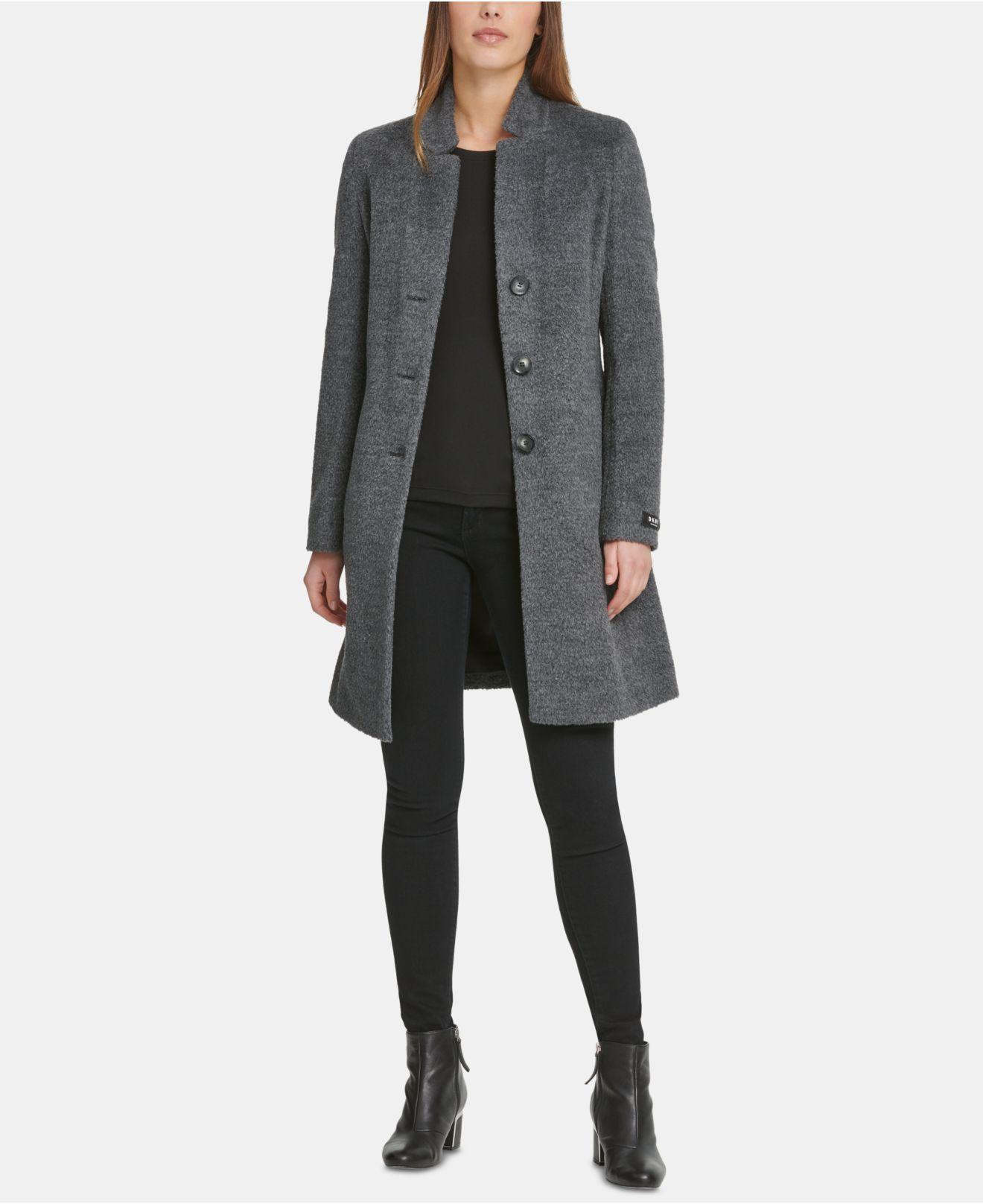 DKNY Single-breasted Wool-alpaca Blend Walker Coat in Charcoal (Gray) - Lyst