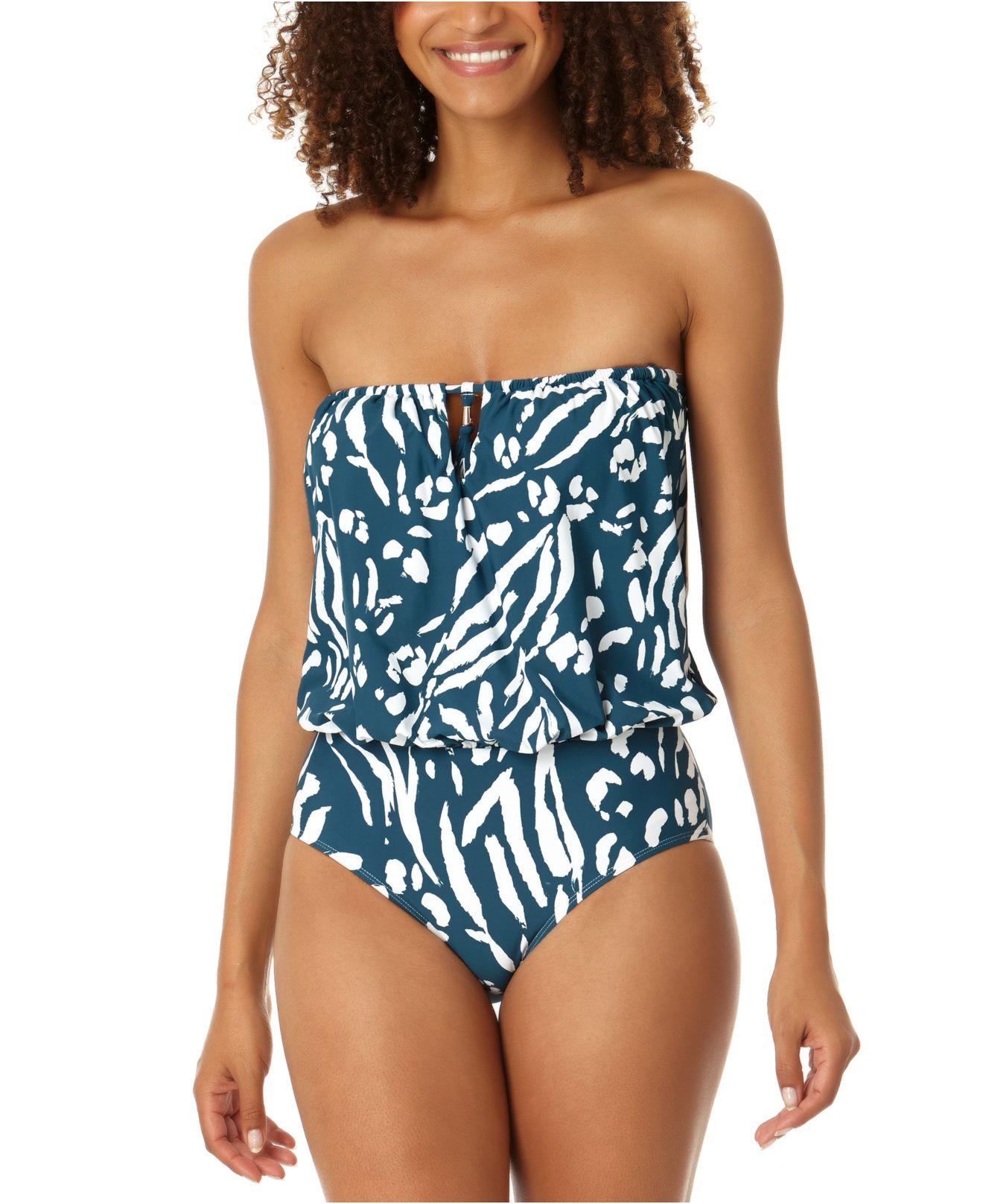 Anne Cole Printed Blouson One Piece Swimsuit In Blue Lyst