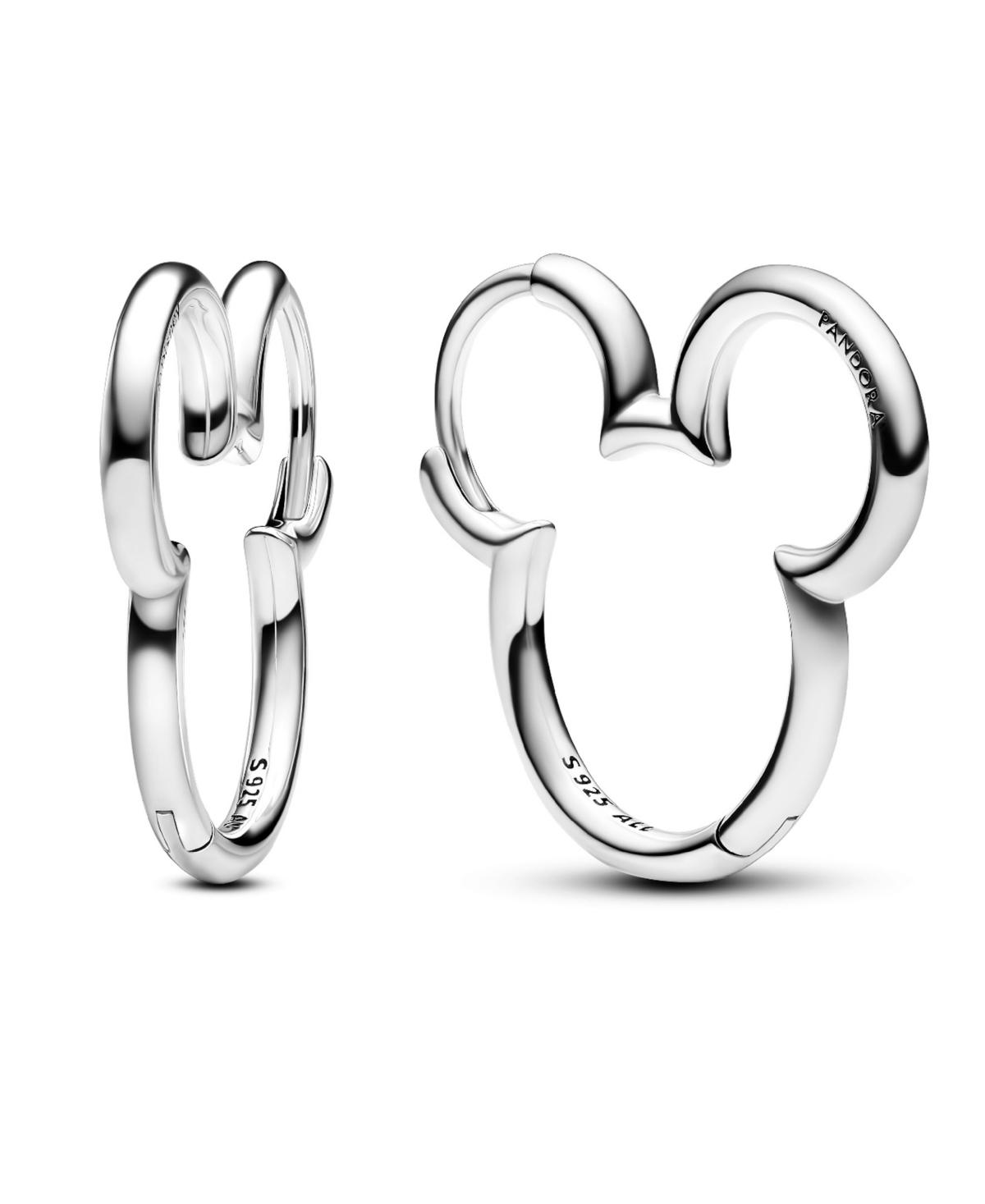 PANDORA Disney Mickey Mouse Silhouette Hoop Earrings in Metallic | Lyst
