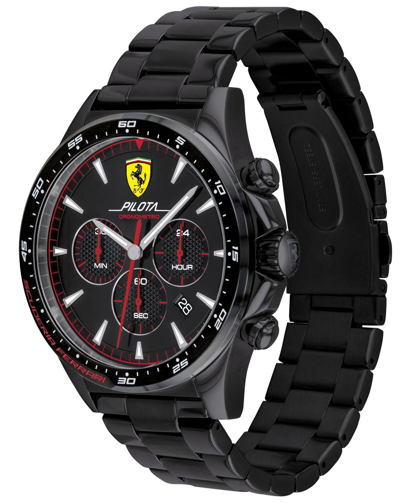 Ferrari Chronograph Pilota Black Pvd Stainless Steel Bracelet Watch ...