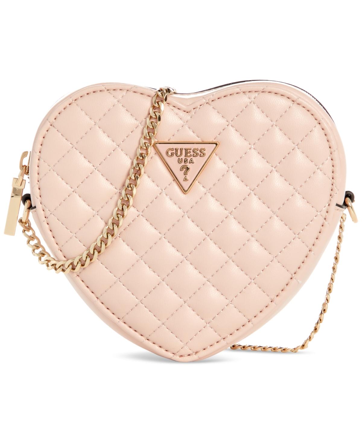 Guess Rianee Quilted Heart Mini Crossbody Bag in Pink | Lyst