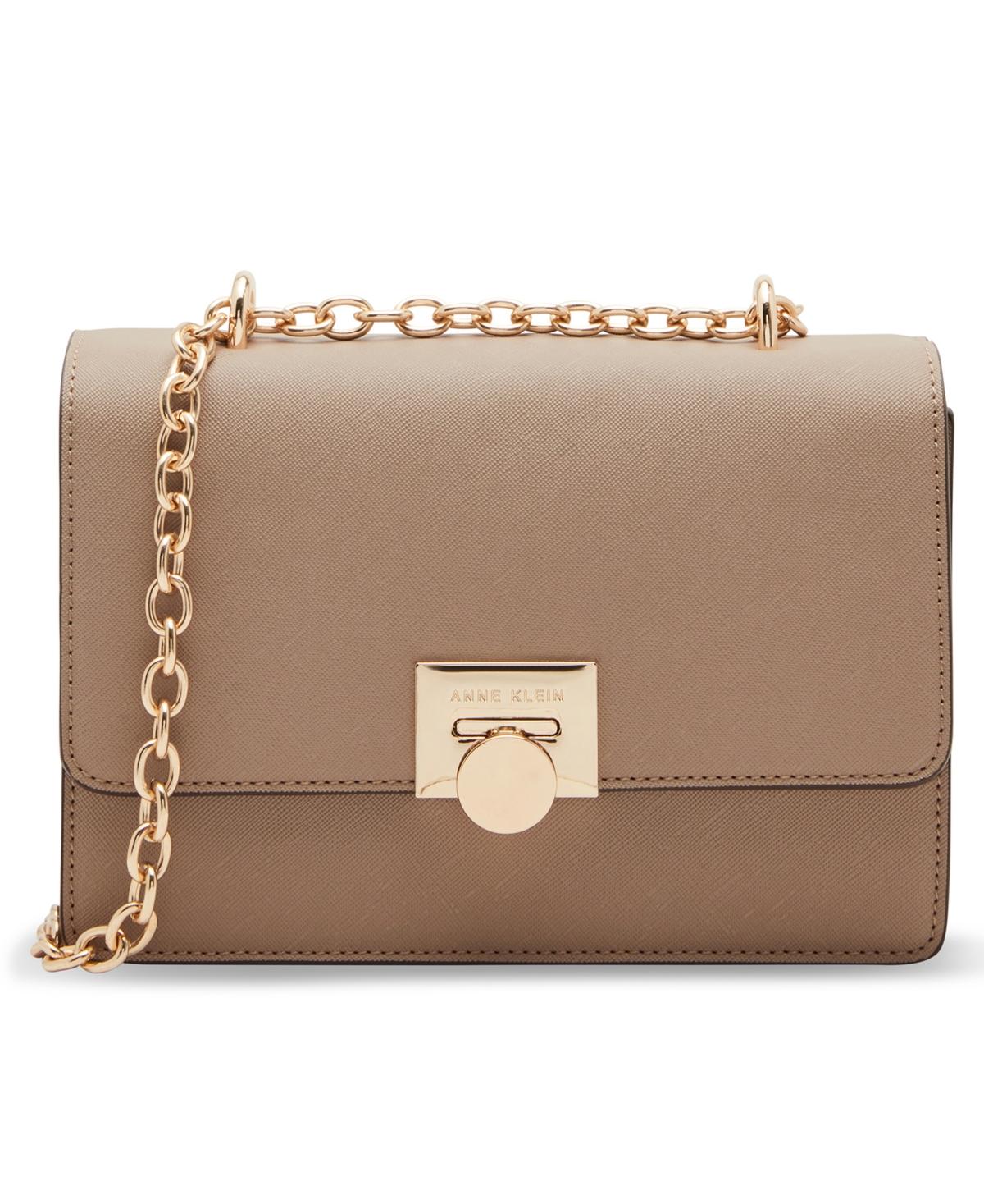 Anne Klein Convertible Flap Lock Chain Shoulder Bag in Brown | Lyst