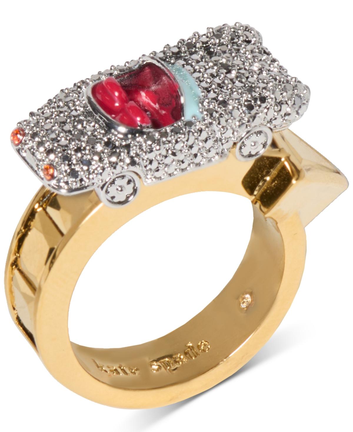 Kate Spade Two-tone Pave Car Statement Ring in Metallic | Lyst