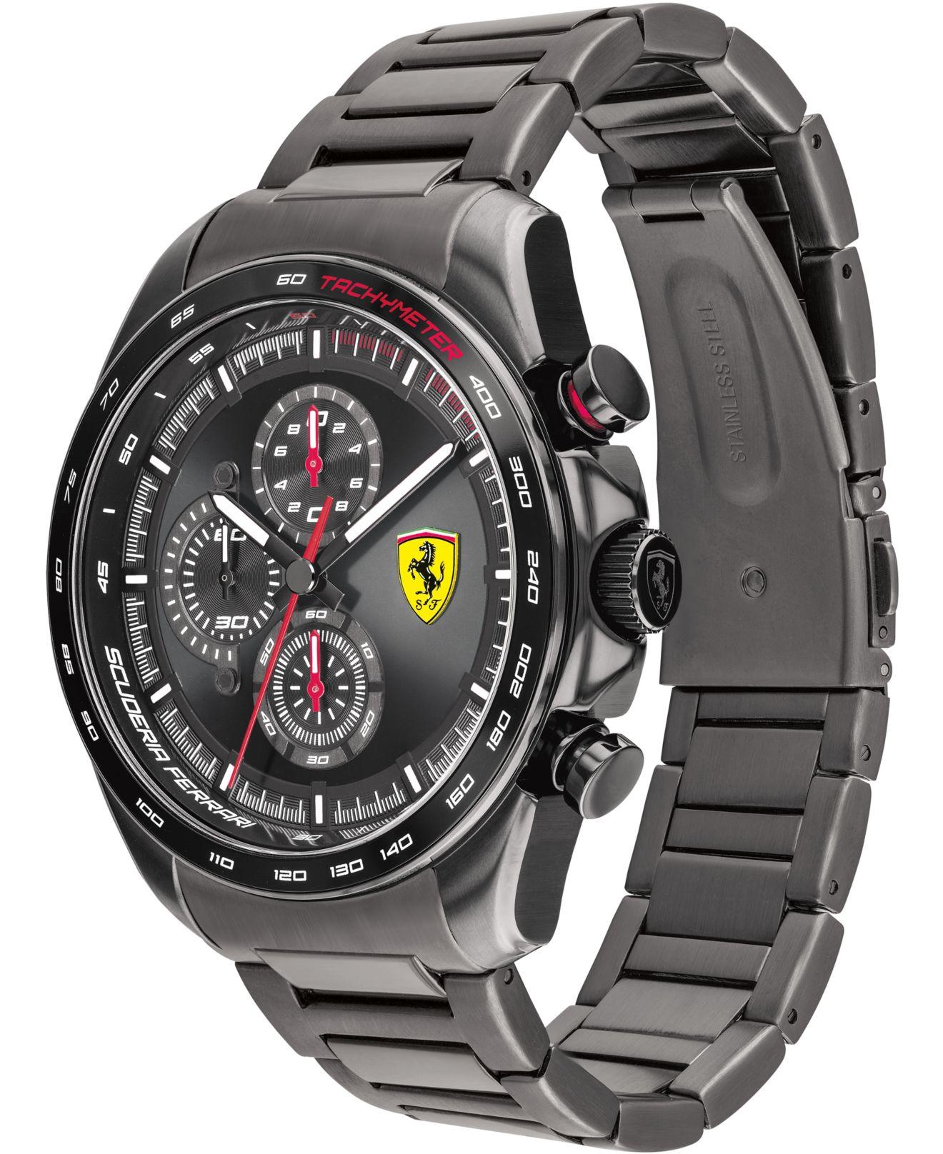 Ferrari Chronograph Speedracer Gray Stainless Steel Bracelet Watch 44mm ...