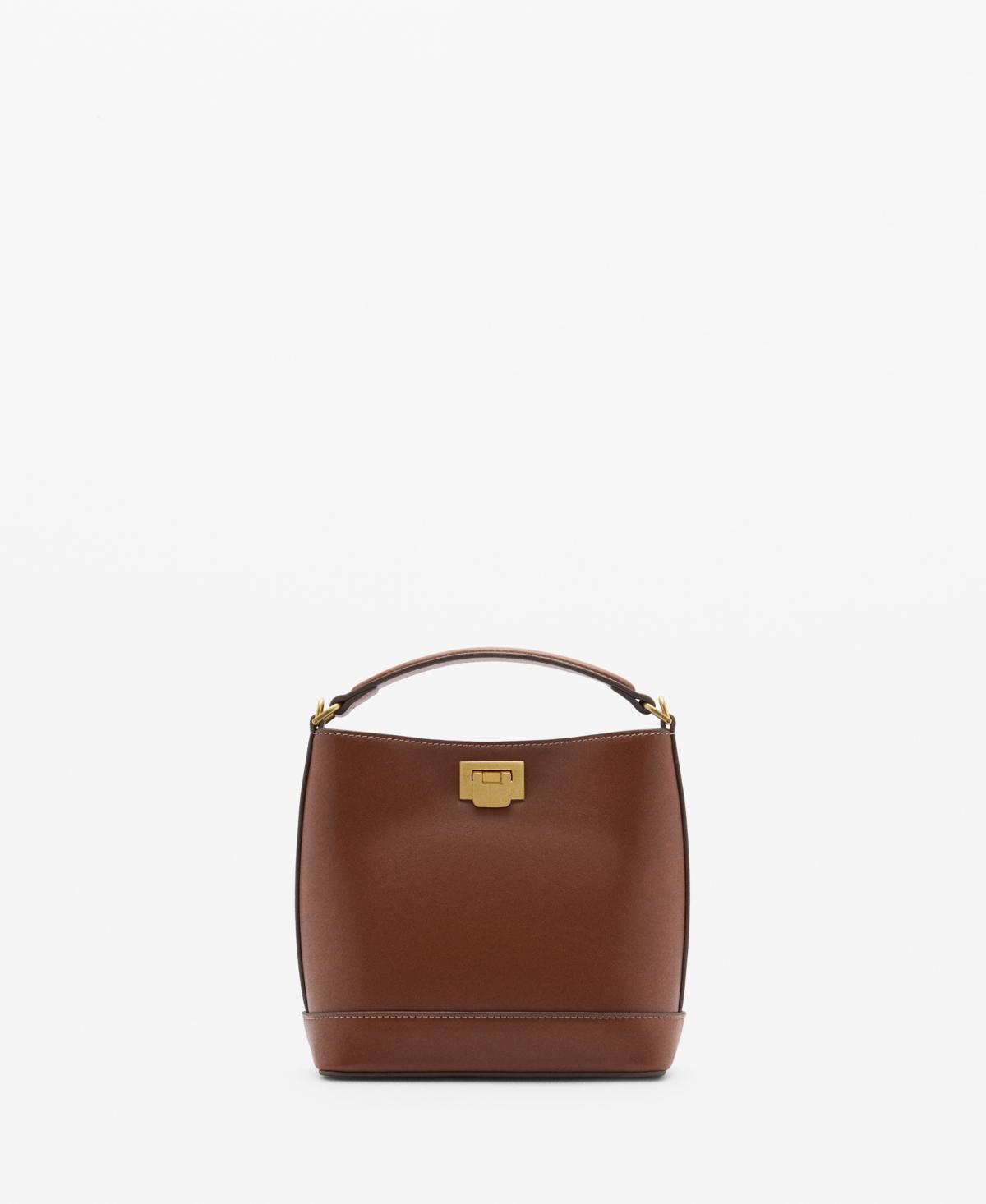 Mango Rear Padlock Mini-shopper Bag in Brown | Lyst