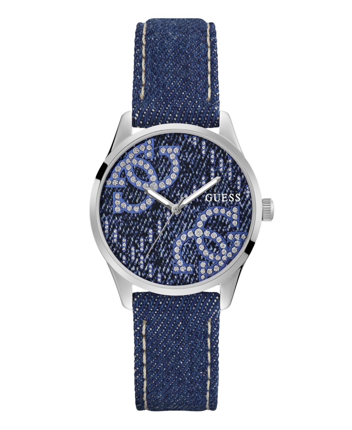 Guess Analog Denim Watch 36mm in Blue | Lyst