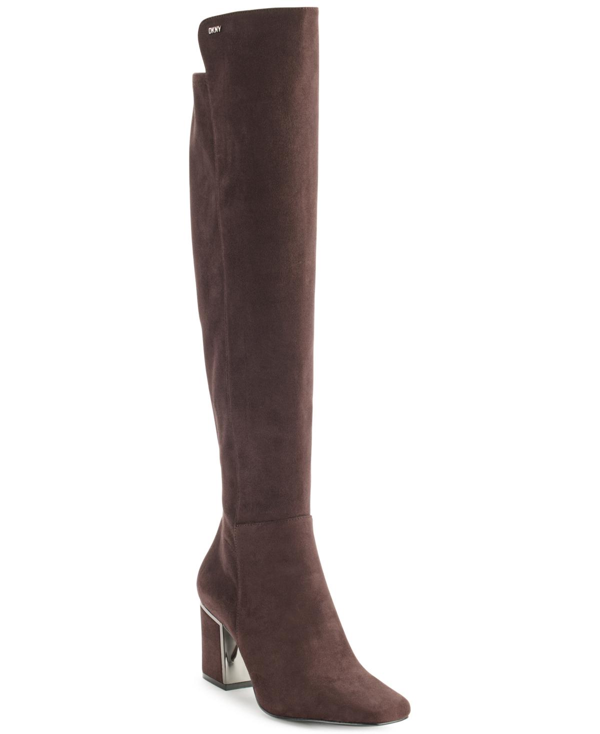 DKNY Cilli Almond Toe Knee High Boots in Brown | Lyst