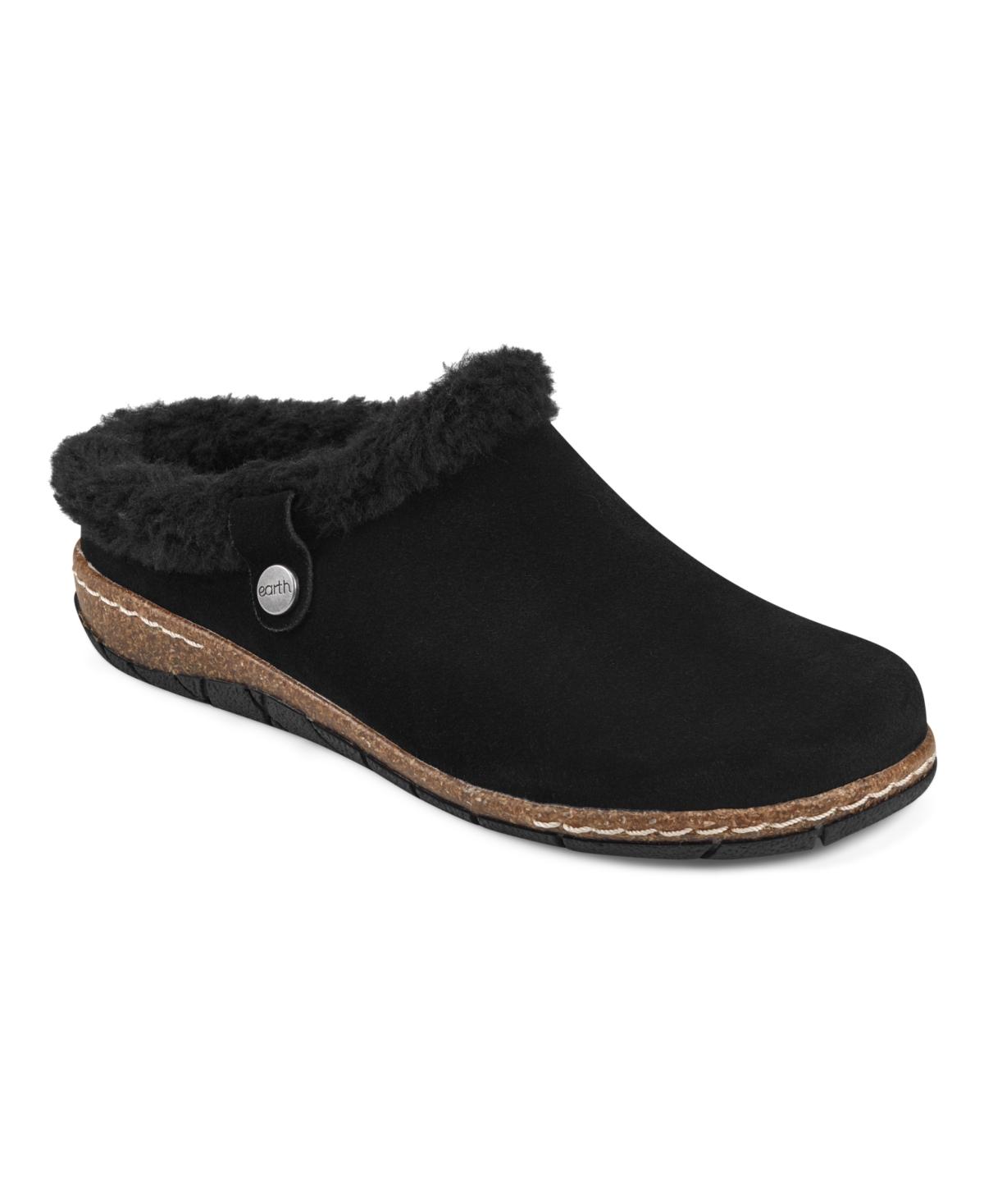 Earth Elena Cold Weather Round Toe Casual Slip On Clogs in Black | Lyst