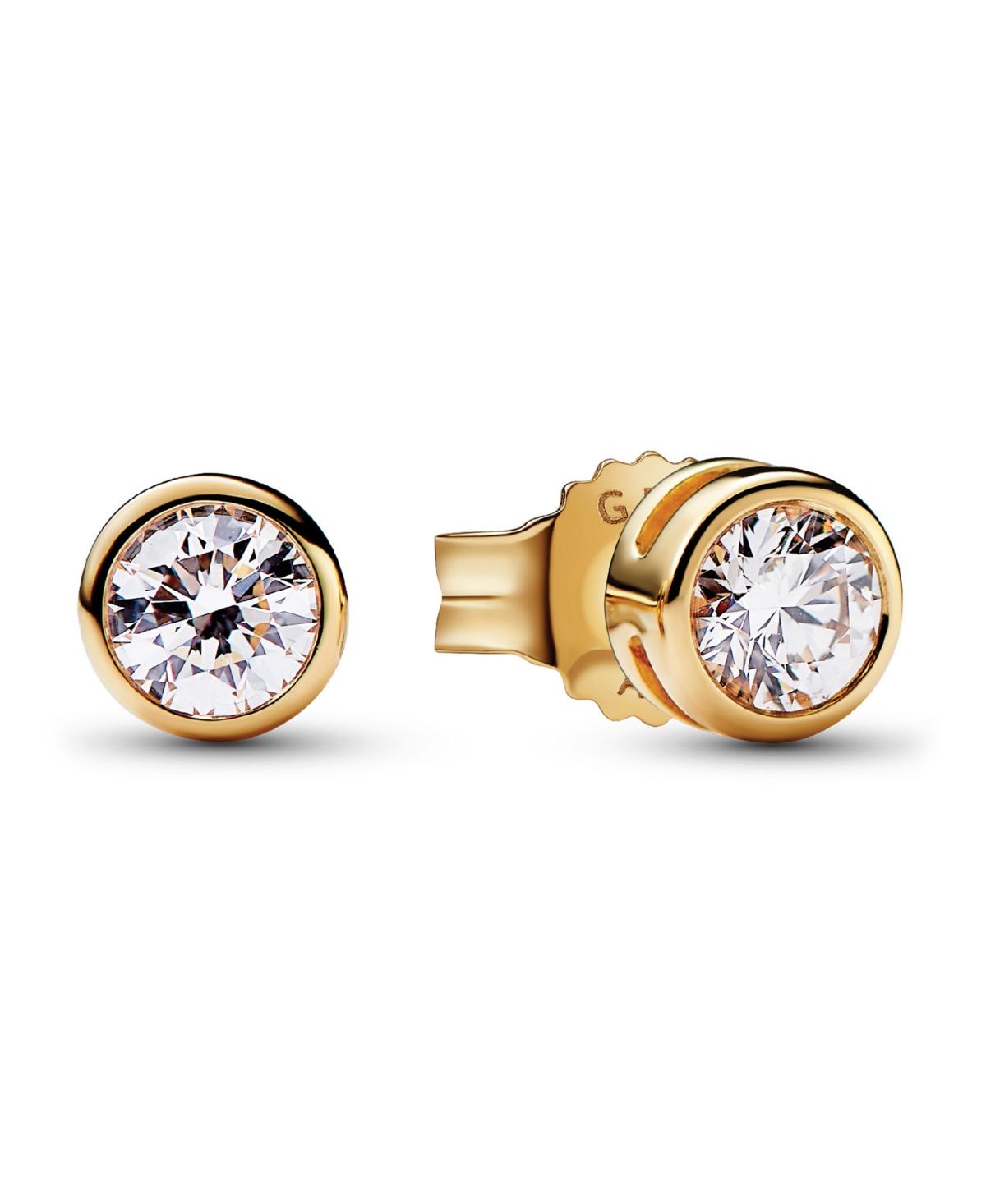 PANDORA Era Lab-grown Diamond Bezel Stud Earrings in Metallic | Lyst