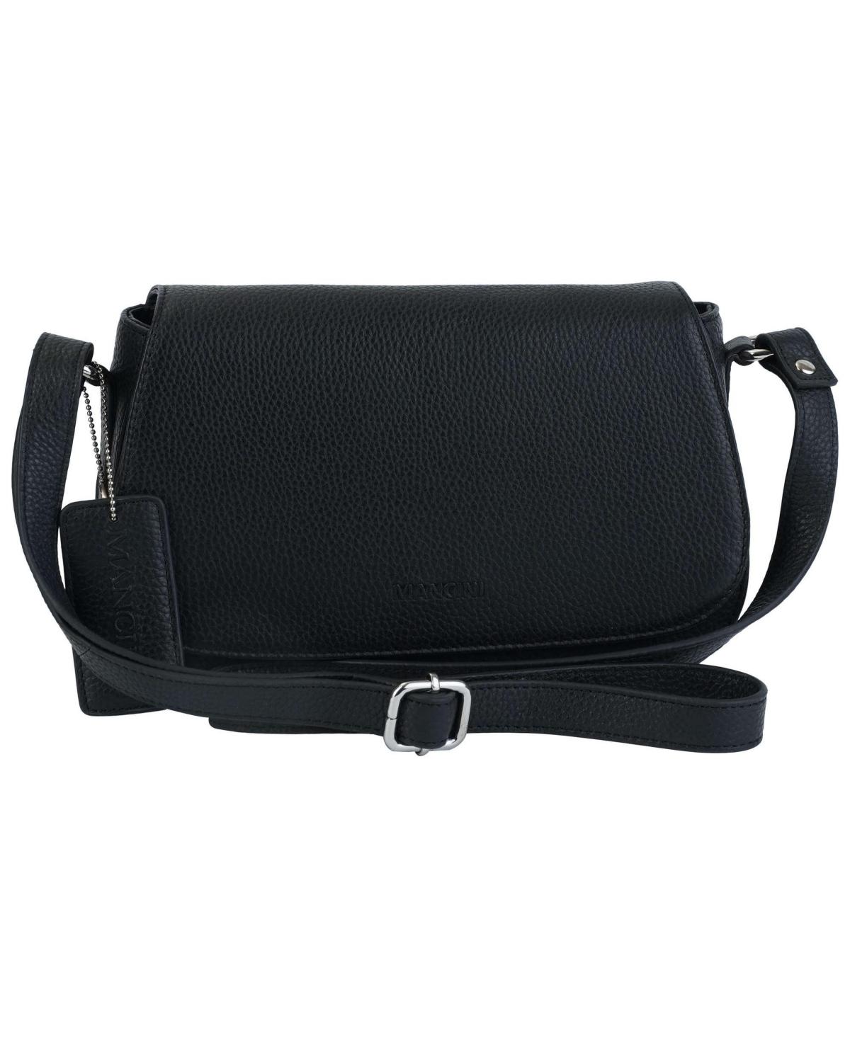 Mancini Pebbled Isabella Leather Crossbody Handbag in Black | Lyst