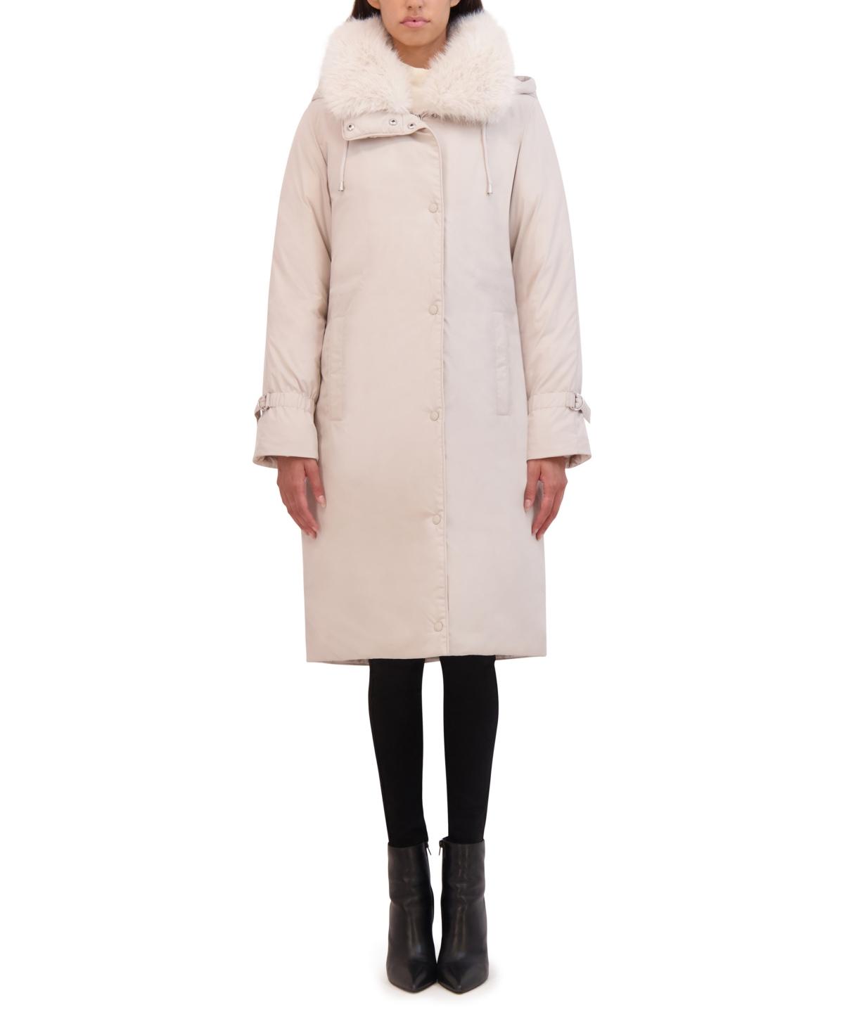 Kenneth Cole Hooded Anorak Puffer Coat in Natural | Lyst