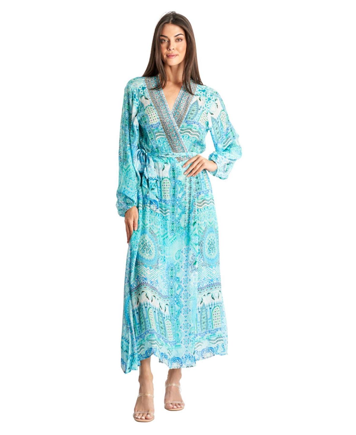 La Moda Clothing Maxi Belted Cape in Blue | Lyst
