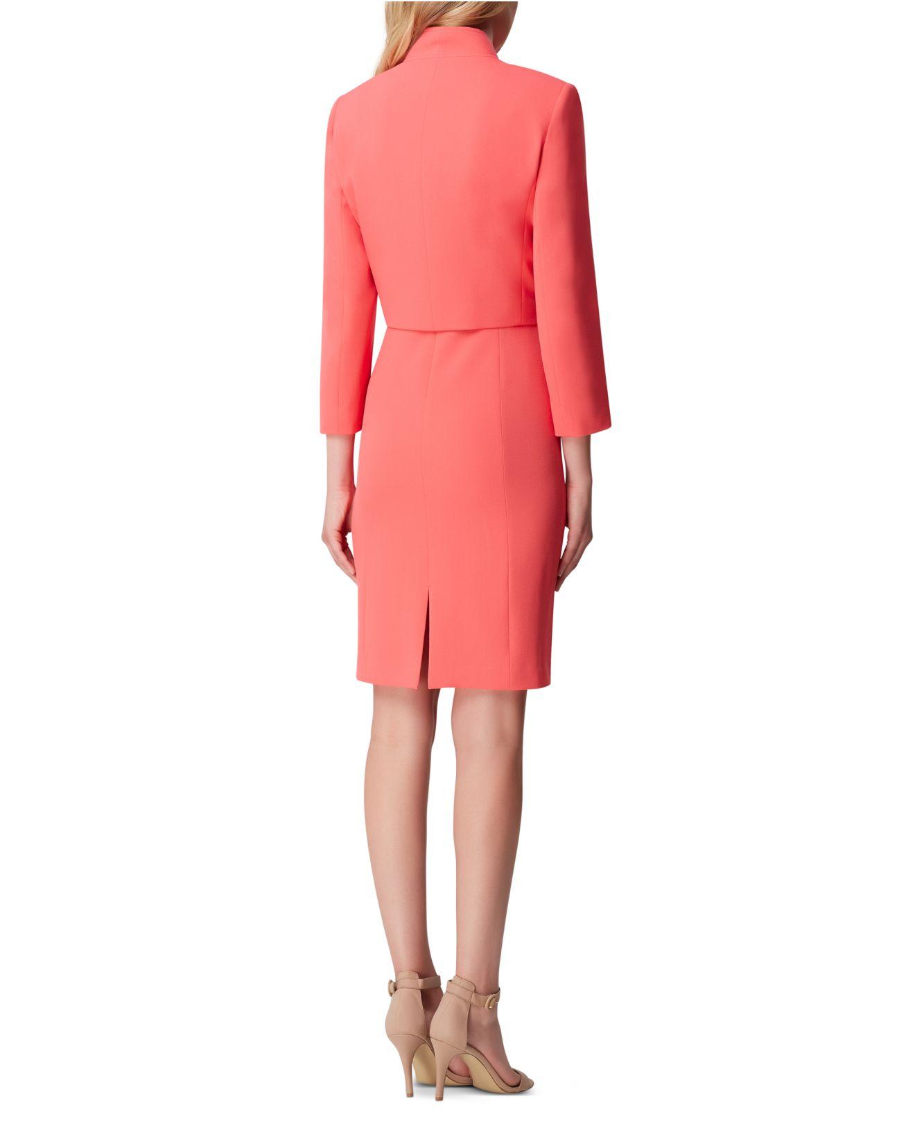 Tahari Synthetic Cropped-jacket Dress Suit in Pink - Lyst
