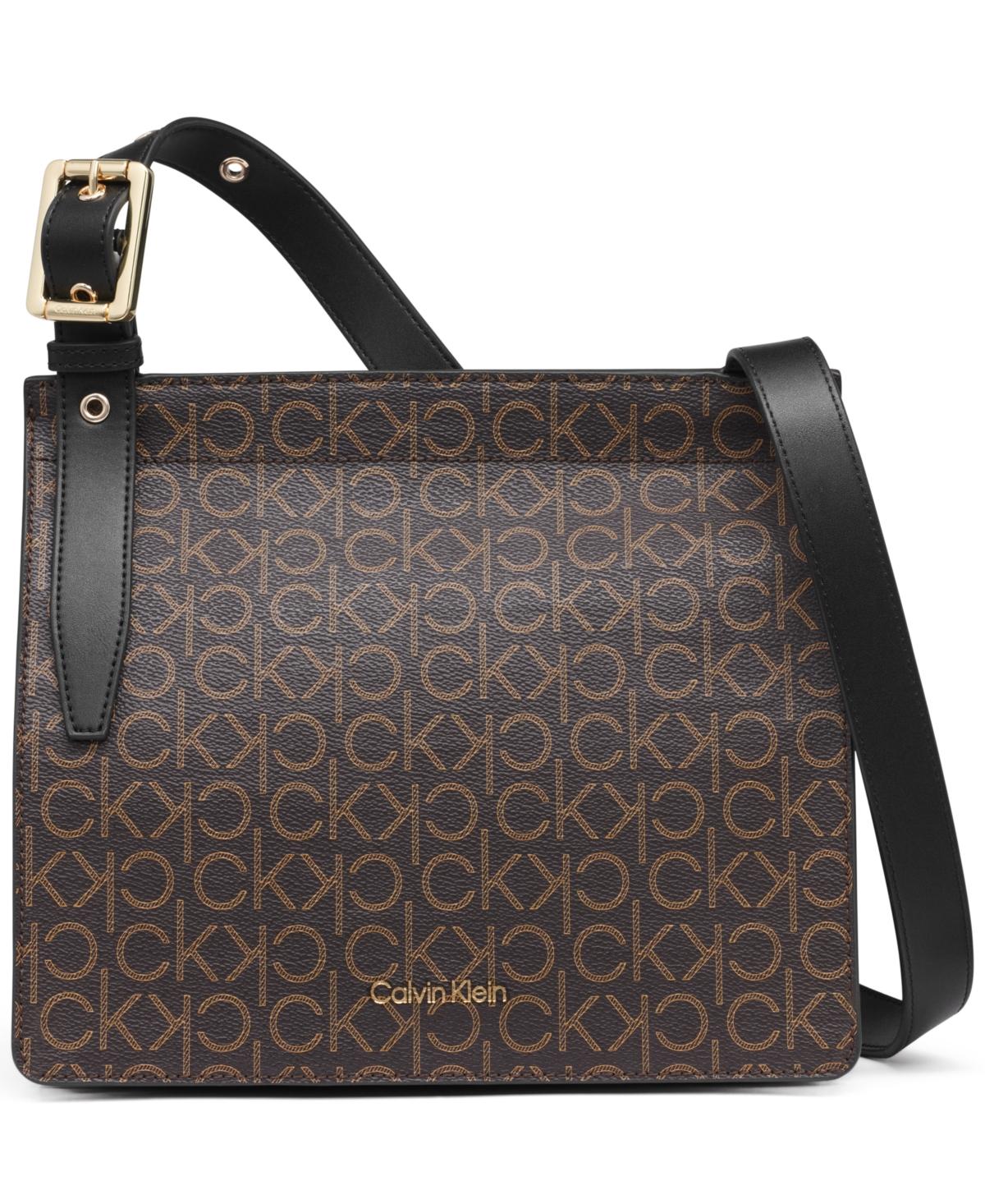 Calvin Klein Havana Flap Signature Small Messenger Bag in Gray | Lyst